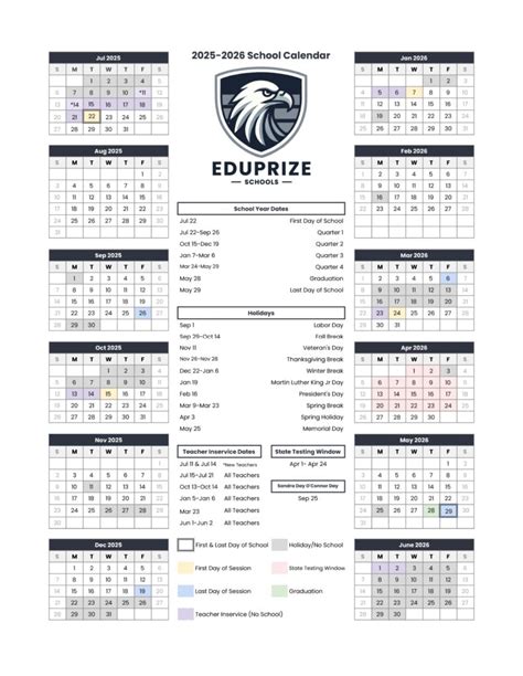 Eduprize Schools Az Calendar 25 26 Revised Pdf Educounty
