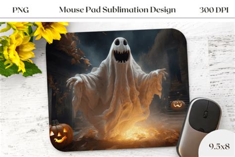 Halloween 3d Ghost Mouse Pad Sublimation Graphic By Ailirel Design · Creative Fabrica