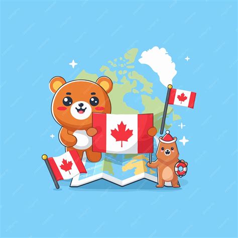 Premium Vector Cute Canada Map Cartoon Vector Icon Illustration