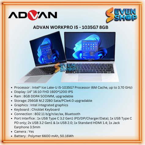 Jual Advan Laptop Notebook Workpro Core I G Gb Gb Ssd Fhd Ips Win Shopee