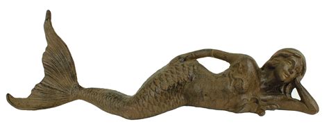 Extra Large Rust Laying Mermaid Statue