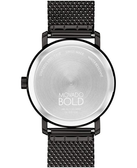Movado Mens Bold Evolution 20 Swiss Quartz Ionic Plated Black Steel