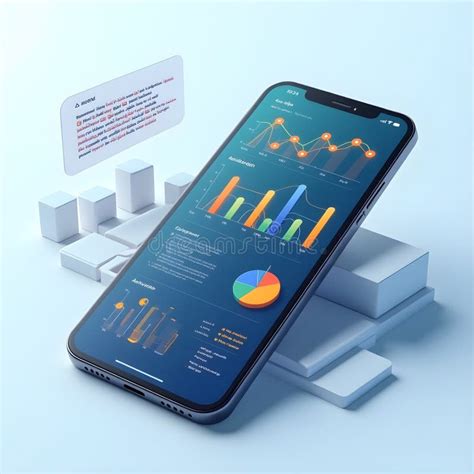 Application Of Smartphone With Business Graph Programming Testing Cross Platform Code Stock
