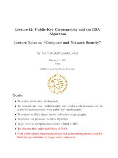 Lecture Public Key Cryptography And The Rsa Algorithm Lecture Public Key