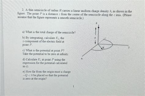 Solved A Thin Semicircle Of Radius R Carries A Linear