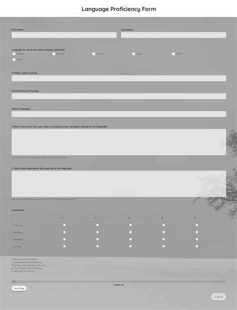 Language Proficiency Form Template Formplus
