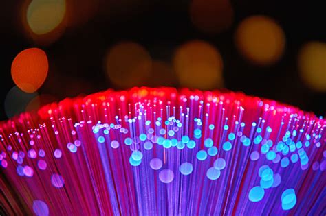 Blurred Led Screen Closeup Glowing Threads In A Color Spectrum On A
