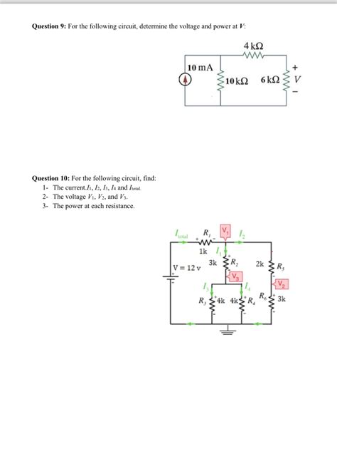 solved question 9 for the following circuit determine the