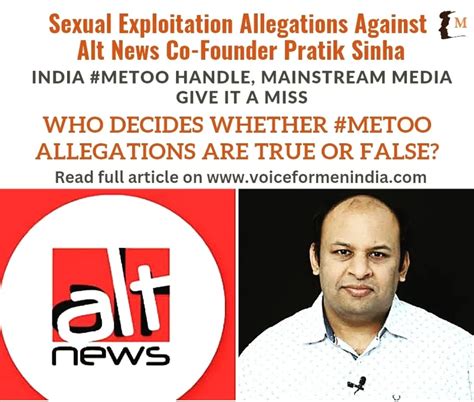 Sexual Exploitation Allegations Against Alt News Co Founder Pratik Sinha India Metoo Handle