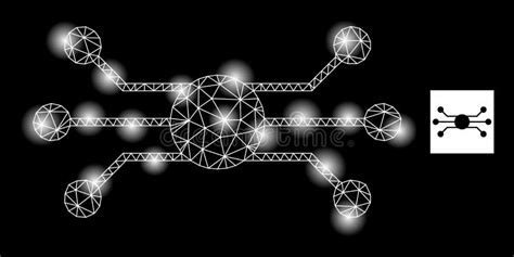 Bright Mesh Circuit Node Icon With Constellation Lightspots Stock