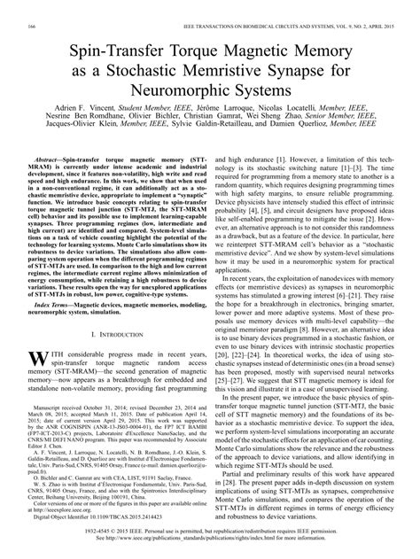Pdf Spin Transfer Torque Magnetic Memory As A Stochastic Memristive