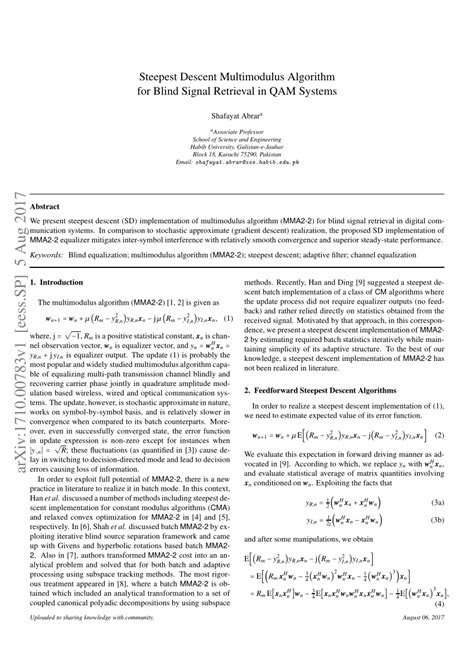 pdf steepest descent multimodulus algorithm for blind signal