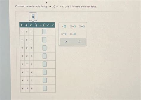 solved construct a truth table for p∧q ∨p use t for true