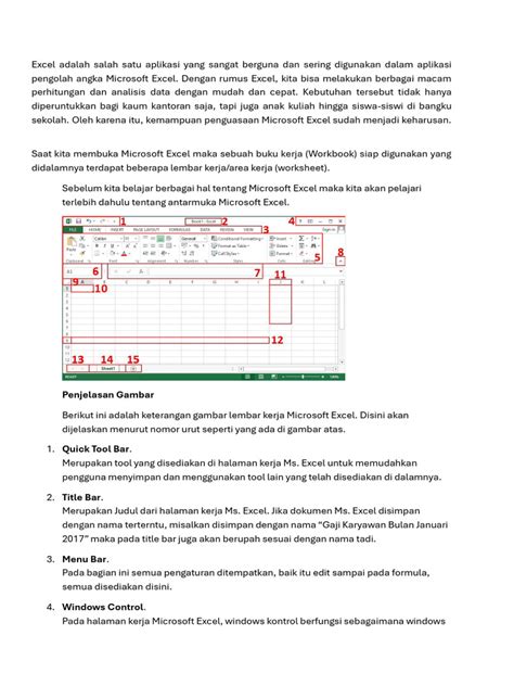 Materi Komponen Lembar Kerja Excel Dan Rumus Pdf