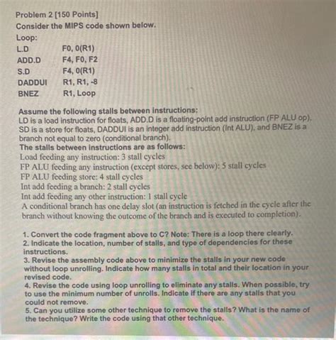 Problem Points Consider The MIPS Code Shown Chegg
