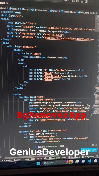😊background Remover App Using Html Css And Js Shorts Coding Css