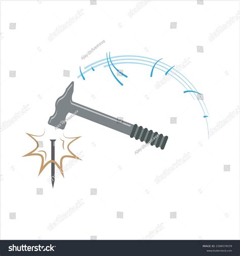 Hammering Nail Hitting Nail Hammer Hand Stock Vector Royalty Free 2184574579 Shutterstock