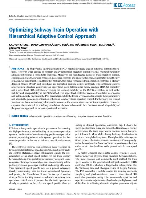 pdf optimizing subway train operation with hierarchical adaptive
