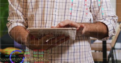 Image Of Data Processing Over Men Using Tablet Stock Image Image Of