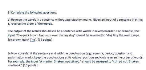 Solved 3 Complete The Following Questions A Reverse The