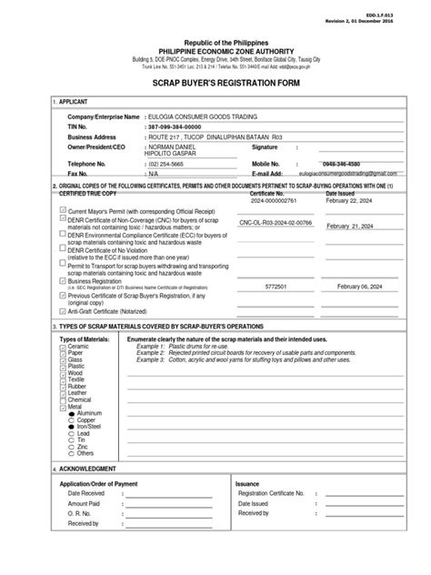 Application Form Pdf Scrap Waste