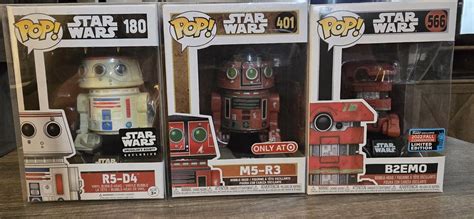 Star Wars Funko Pop Convention Exclusive Droid Lot M5 R3 B2enmo R5 D4