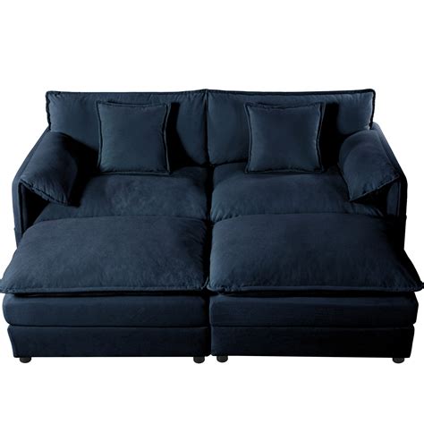 Latitude Run® Deep Seat Sectional Couch With 2 Ottomans And Comforting