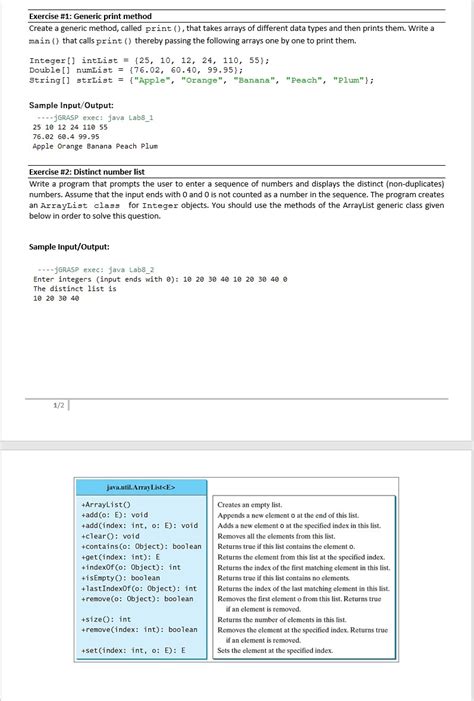 Solved Exercise Generic Print Method Create A Generic Chegg Com