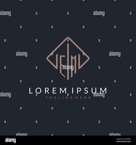 Em Initial Logo With Curved Rectangle Style Design Ideas Stock Vector
