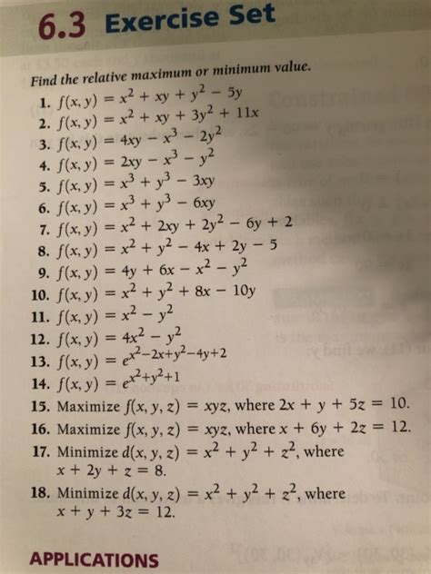 solved 6 3 exercise set find the relative maximum or minimum