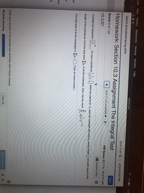 Solved Math 2414 83430 Spring 2019 Homework Section 10 3