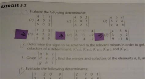 solved 5 2 evaluate the following determinants please