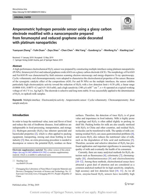 Amperometric Hydrogen Peroxide Sensor Using A Glassy Carbon Electrode