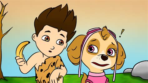 Paw Patrol Pre History The Tarzan Ryder And Skye By Biuchoco On