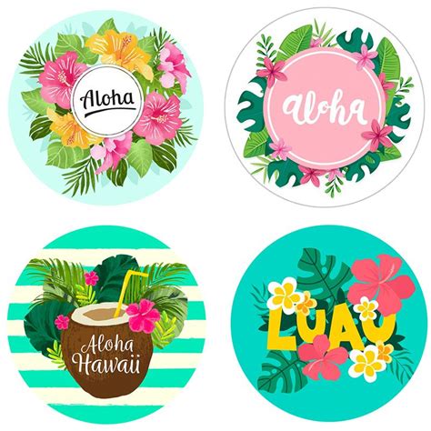 Tropical Aloha Stickers For Your Luau Party Colorful Tropical