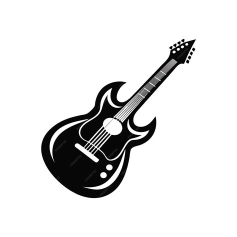 Guiter Siluet 矢量插圖 Siluet 標誌設計模板 黑白 Premium Ai Generated Vector