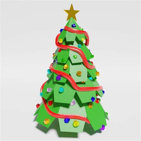 Low Poly Christmas Tree Trees Models BlenderKit