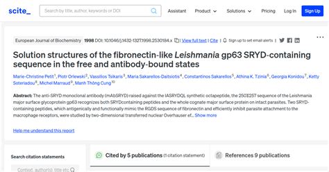 Solution Structures Of The Fibronectin‐like Leishmania Gp63 Sryd‐containing Sequence In The Free