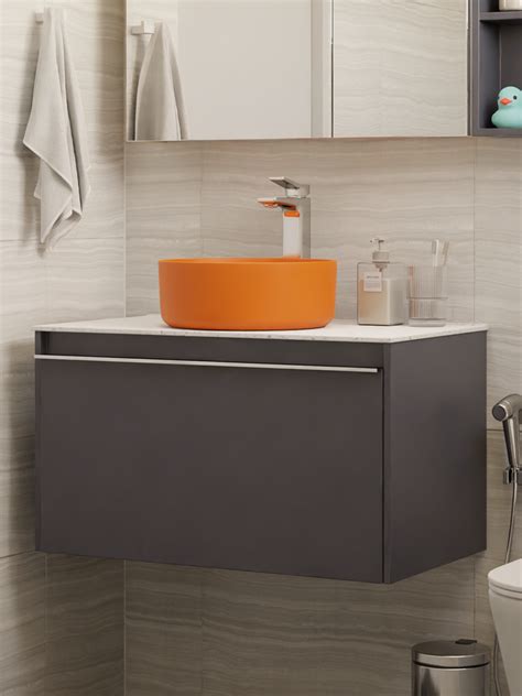 Hera 46 Graphite Vanity Cabinet Waterproof And Soft Closing