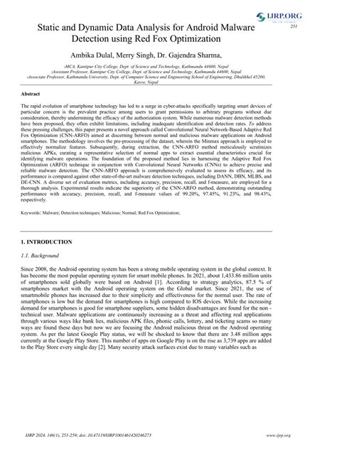 Pdf Static And Dynamic Data Analysis For Android Malware Detection Using Red Fox Optimization