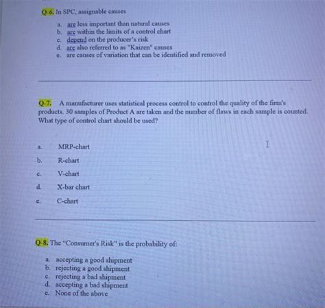 solved q 6 in spc assignable causes a are less important