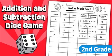 Second Grade Addition And Subtraction Within 20 Dice Game