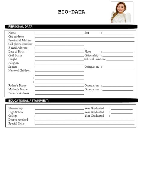 Biodata Format For Job Pdf Social Institutions