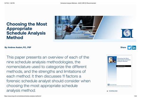 Schedule Analysis Methods Aace 29r 03 Recommendedpdf
