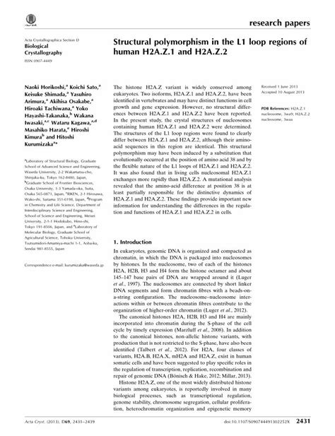 Pdf Structural Polymorphism In The L1 Loop Regions Of Human Dissues2013