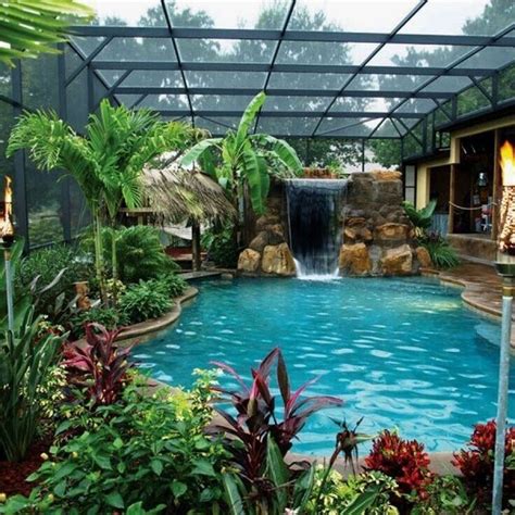 Ezras Pool Oasis Cheap Garden Ideas For A Rustic Backyard Layout Tropical Themed Indoor Pool