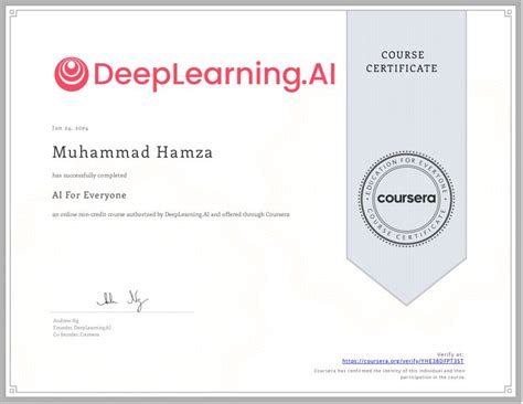 Completed Ai For Everyone Course By Deeplearningai Muhammad Hamza Posted On The Topic