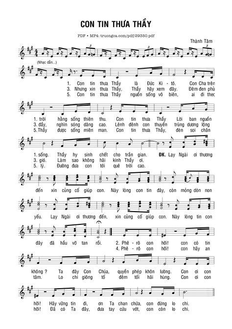 Sheet Con Tin Thưa Thầy Pdf Thành Tâm Lyrics And Chords