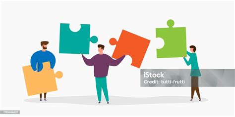 팀워크 협업 인력 수상 직원 웹 컨셉 벡터 템플릿의 평면 인포 그래픽 개념 비즈니스 사람들의 그룹과 퍼즐 조각 기업 구조 3차원 형태에 대한 스톡 벡터 아트 및 기타 이미지
