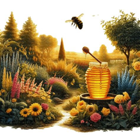 Background Spring Background Spring Flower Bee Honey Green Yellow Free Png Picmix